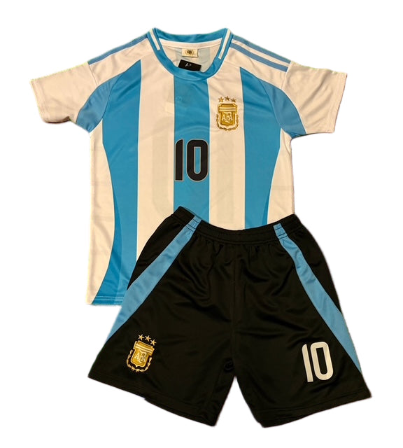 Lionel Messi Kids Soccer Jersey Kits Argentina Barcelona Youth Toddler ...